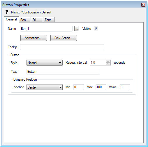 Mimics Guide - Editing a Button (Editing Objects on a Mimic)